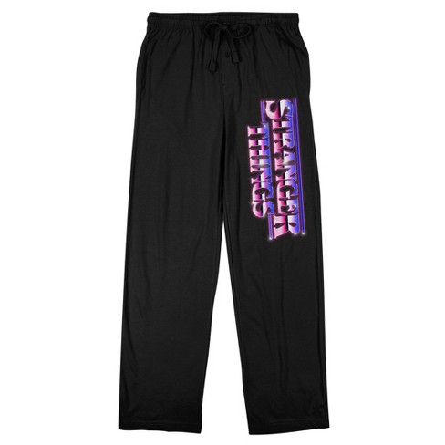 Stranger Things Red, White, Blue Logo Men's Black Sleep Pajama Pants ...
