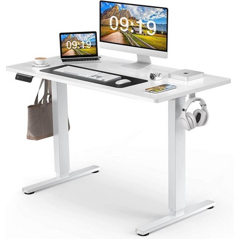 48x24in Electric Standing Desk With 2 Rear End Wiring Holes, Hook ...