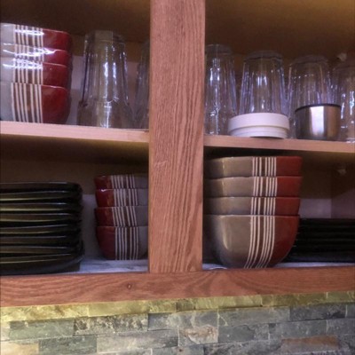 16pc Stoneware Double Color Square Dinnerware Set Red/tan - Elama ...