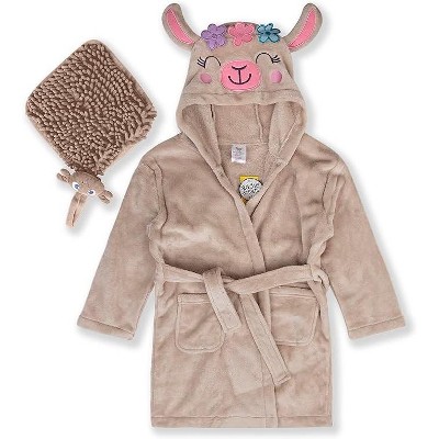 Rising Star Llama Girls & Boys Robe, Kids Soft Plush Hooded Bathrobes ...