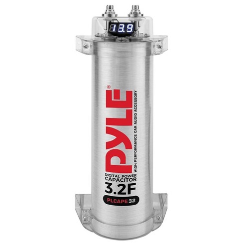 Pyle 32a Digital Power Capacitor - 3.2 Farad, Blue Led Display, Silver ...
