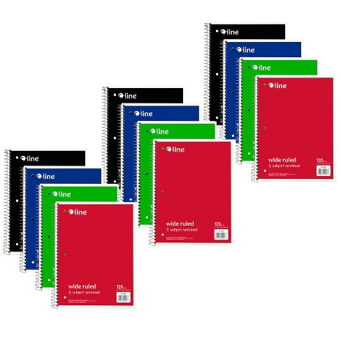 C-line® 3-subject Notebook, Wide Ruled, 120 Sheets, Assorted Colors ...