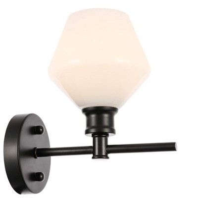 Elegant Lighting Gene 1 Light Black And Frosted White Glass Wall Sconce ...