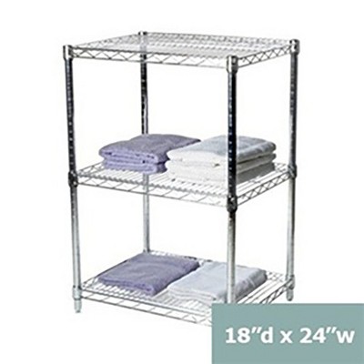Shelving.com Chrome Wire Shelving With 3 Tier Shelves - 18"d X 24"w X ...