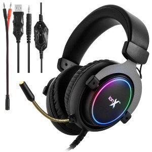 ionX Wired Gaming Headphones with Microphone Over The Ear 3.5mm Headphones with RGB
