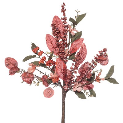 Sullivan's Christmas Mixed Fall Pick, Pink Faux Floral Stem for ...