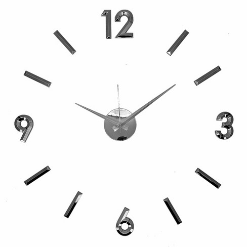 Modern Home Self Adhesive Diy 3d Wall Clock - Metallic Black : Target