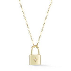 Sphera Milano Sterling Silver CZ Starburst Padlock Necklace : Target