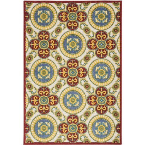 Nourison Aloha Contemporary Medallion Flatweave High-low Indoor Outdoor ...