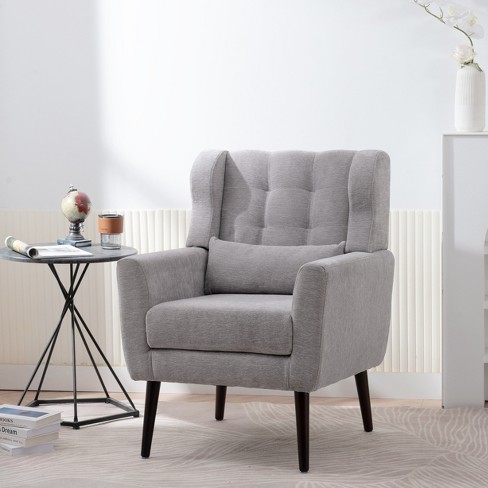 Chenille Upholstered Arm Chair, Comfy Soft Padded Lounge Chair With A ...