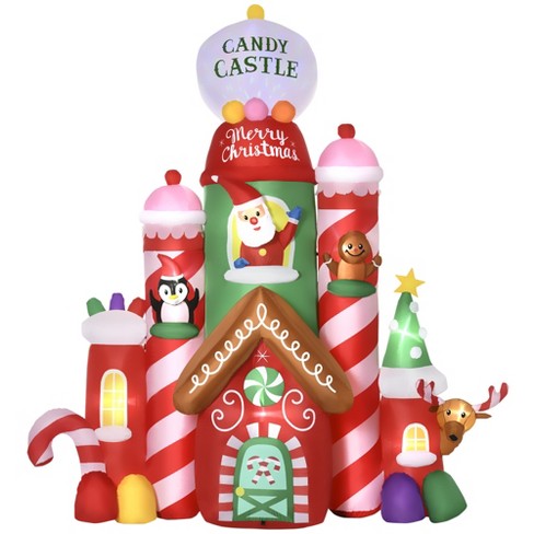 Outsunny 10ft Christmas Inflatables Outdoor Decorations Candy Castle ...