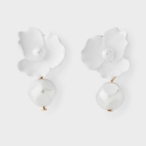 Floral Organic Ball Drop Earring - A New Day™ White : Target