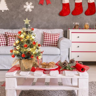 Acekool 2ft Mini Holiday Tree - Pre-Lit with Colorful Lights & Natural ...