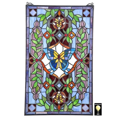 Design Toscano Butterfly Utopia Tiffany-style Stained Glass Window : Target