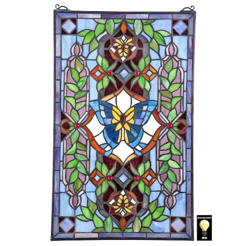 Design Toscano Butterfly Utopia Tiffany-style Stained Glass Window : Target