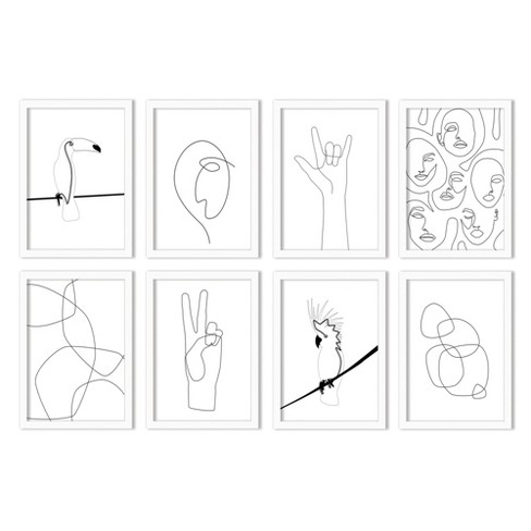 Linear Line Drawings By Explicit Design - Minimalist 8 Piece Black ...