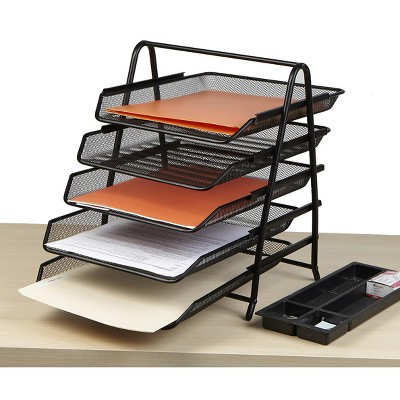 Mind Reader Desk Organizer With 5 Sliding Trays For Letters, Documents ...