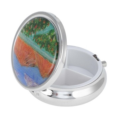 Unique Bargains Mountain and Flower Print Pill Box Silver Tone Assorted ...