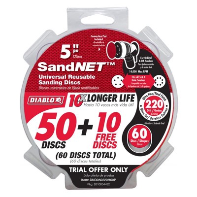 Diablo Sandnet 5 In. L X 5 In. W 220 Grit Aluminum Oxide Sanding Disc ...