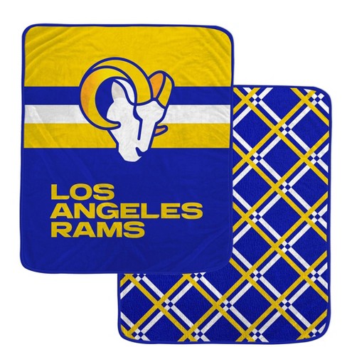 Nfl Los Angeles Rams Center Logo Half Stripe Diamond Faux Shearling ...