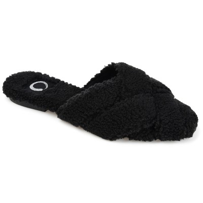 Journee Collection Women's Faux Fur Sereena Slipper Black 7 : Target