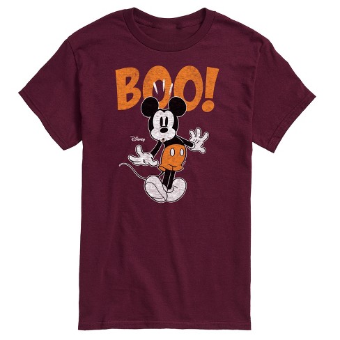 Men's Disney Mickey Scared Boo Short Sleeve Graphic T-shirt - Maroon ...
