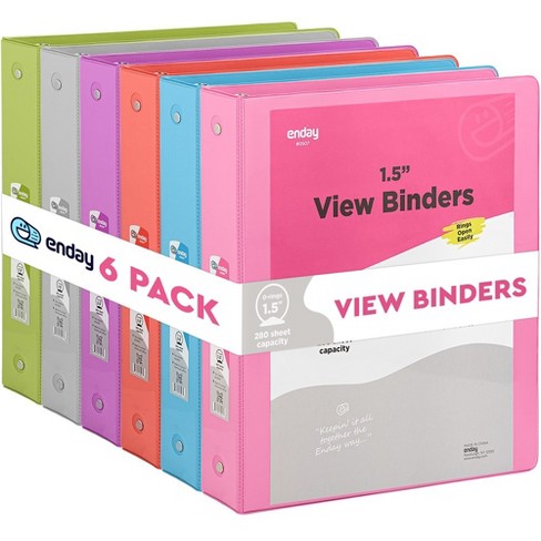 Enday 3-ring View Binder With 2-pockets - Multicolor 6 Pack : Target