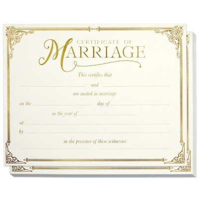 Juvale 48 Pack Marriage Certificates With Gold Foil Edges For Wedding ...