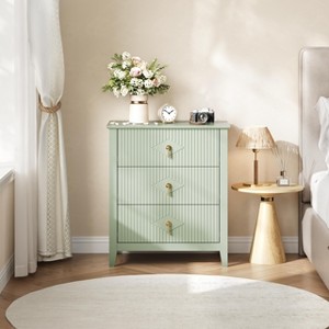 Garvee 27.5 Inch Nightstand Set of 2 with 3 Drawers, Fluted Wooden ...