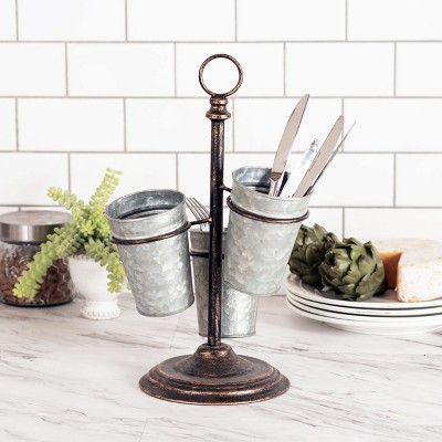 Vip Metal 16.5 In. Silver Utensil Holder With Handle : Target