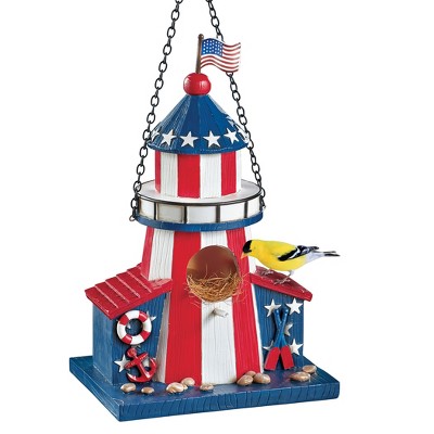 Collections Etc Hand-painted Patriotic Lighthouse Birdhouse : Target