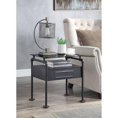 Acme Furniture Nicipolis 23" Nightstands Glass And Sandy Gray: Metal ...