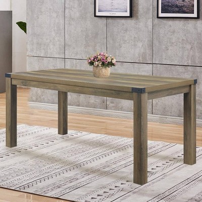 71" Zumala Dining Table Marble/weathered Oak Finish - Acme Furniture: Carved Trestle Base, Seats ...