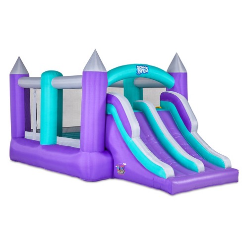 Sunny & Fun Inflatable Bounce House, Purple Dual Slide Bouncy Castle ...