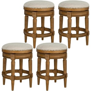 ROME + OAK Runyan 26" Swivel Counter Stool, Weathered Oak, Sand Fabric ...