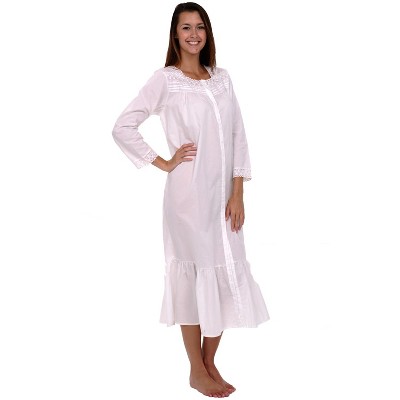 Alexander Del Rossa Womens Button Down Cotton Nightgown, Long Poplin ...