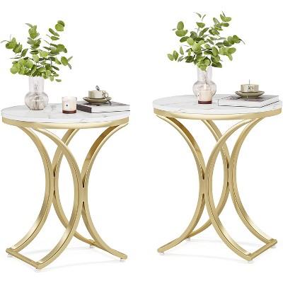 Tribesigns Small Round Sofa Side Table Set Of 2, Contemporary Round ...