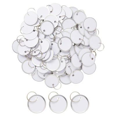 Juvale 100-pack Paper Key Tags With Metal Rings - 1.2 Inch Round Rimmed ...