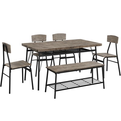 Costway 9pcs Dining Set Wood Table And 8 Fabric Chairs Home Kitchen ...