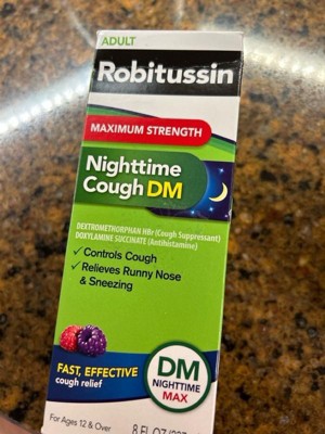 Robitussin Maximum Strength Nighttime Cough Dm Syrup - Dextromethorphan ...