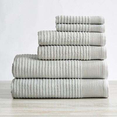 100% Cotton Quick-Dry Ribbed Texture Bath Towel Set : Target