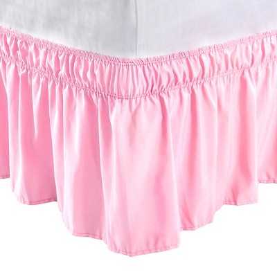 Piccocasa Wrap Around Polyester Dust Ruffle Bed Skirts Pink Twin : Target