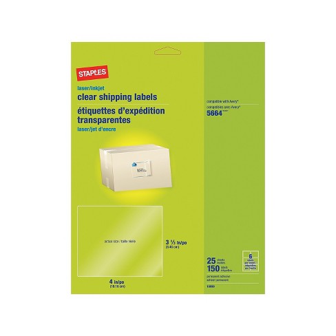 Staples Laser/inkjet Shipping Labels 3 1/3 X 18090 : Target