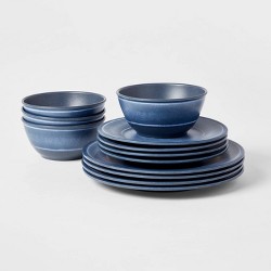 12pc Stoneware Westfield Dinnerware Set Blue - Threshold™ : Target
