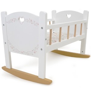 509 Crew: Little Flora - Wooden Doll Cradle - Flower-White-Pink, Doll ...