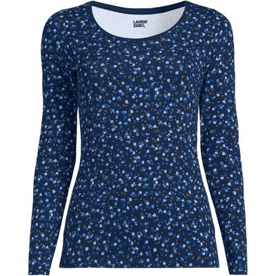 Lands' End Women's Lightweight Jersey Skimming Long Sleeve Scoop Neck T ...