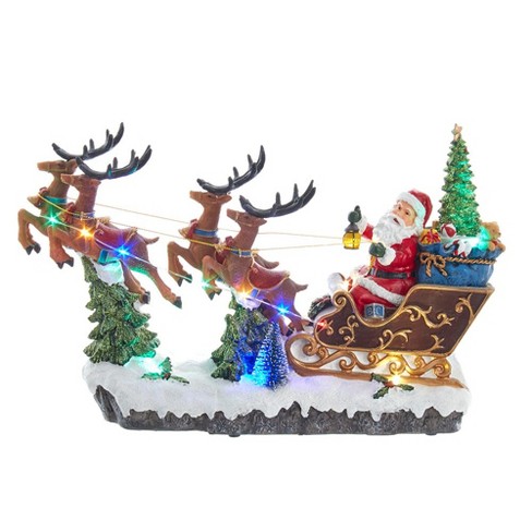 Kurt Adler 8.7-inch Battery-operated Led Musical Santa And Sleigh Table ...