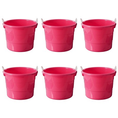 Homz Rope-handle 18-gallon Open Storage Tubs, Plastic Buckets, Pink, 6 ...