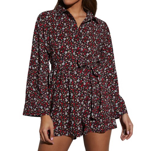 Vici Womens Angelina Printed Button Down Romper : Target