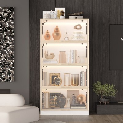 Famapy White Display Cabinet With 2 Glass Doors : Target